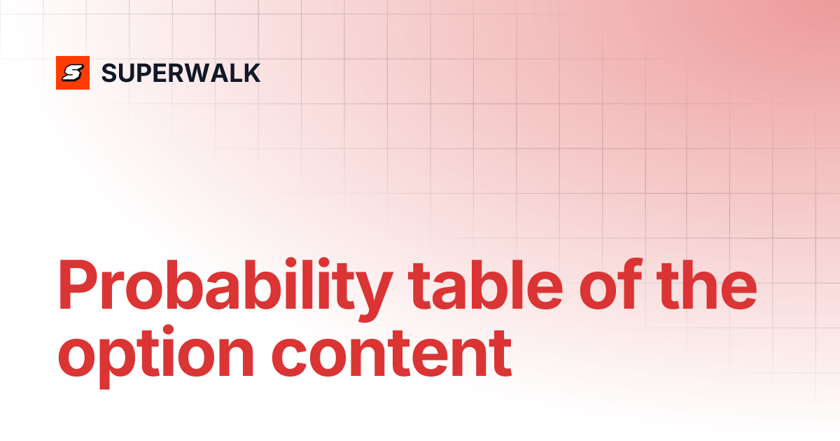 Probability table of the option content | SUPERWALK