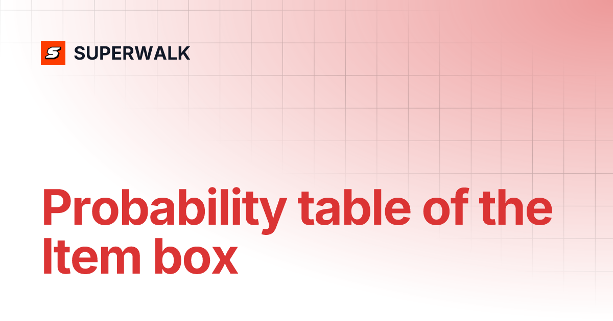 Probability table of the Item box | SUPERWALK